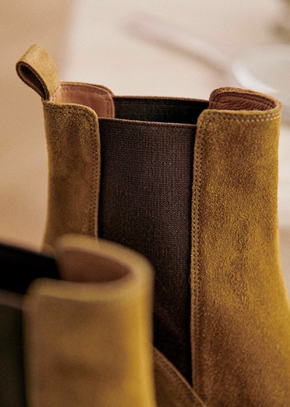 Bottines Pippa Kaki python Cuir lisse bovin embossé python Sézane