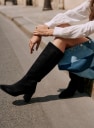 Adèle Boots - Black - Split cowhide leather - Sézane