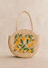 June Basket - Raffia embroidered with lemons - Raffia - Sézane
