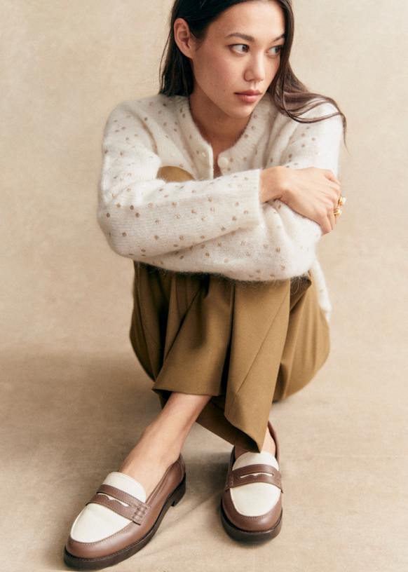 Talitha Cardigan - Beige Marl Gold Spots - Kid mohair - Sézane