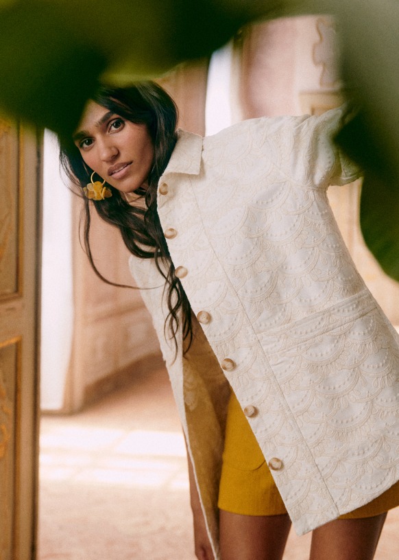 Will Jacket - Indigo with wool collar - Organic Cotton - Sézane