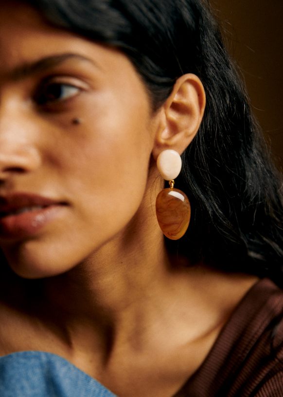 Carla Earrings - Multi Ecru - Resin - Octobre Éditions