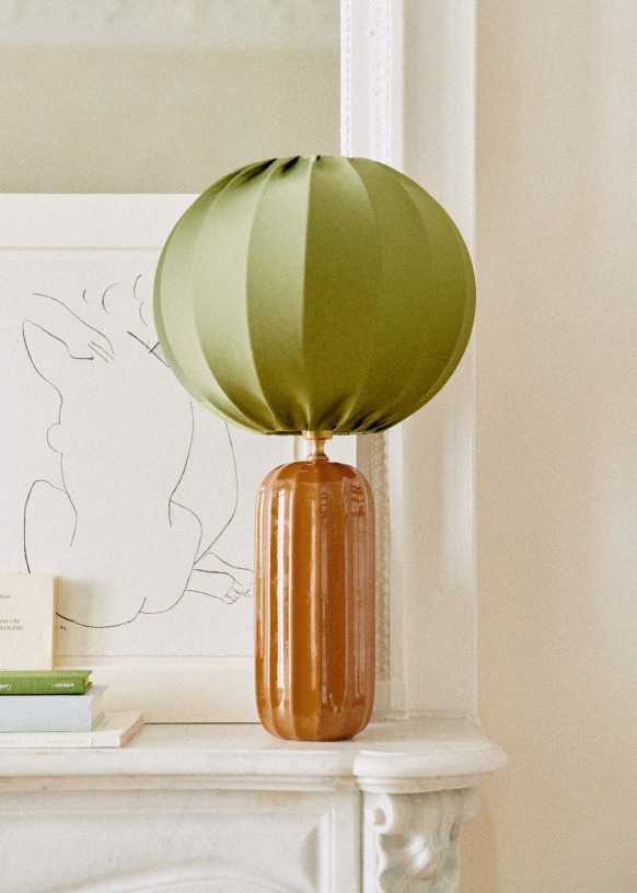 Traviata lamp - Caramel - Sonate Lampashade - Green - Ceramic - Sézane