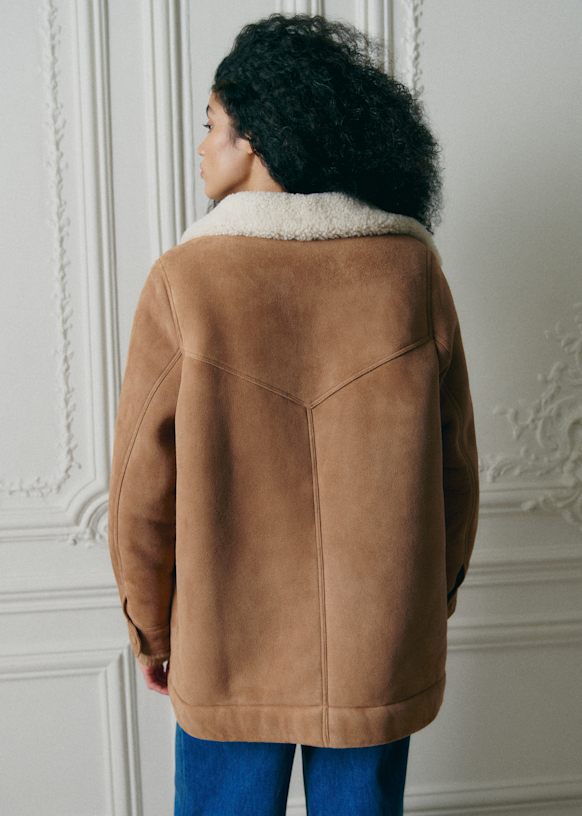 Nico Coat - Caramel Ecru - Lamb leather - Sézane