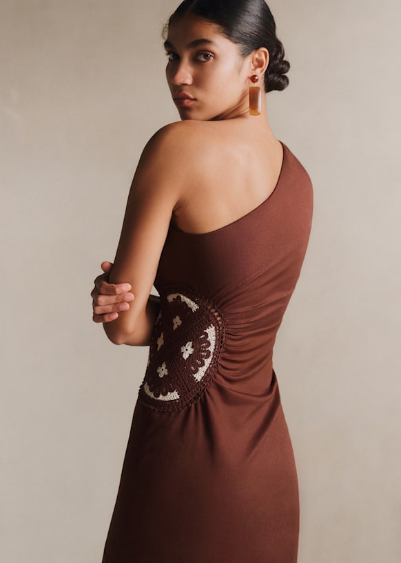 Lua Dress - Cream Crochet Chocolate Background - Organic cotton ...