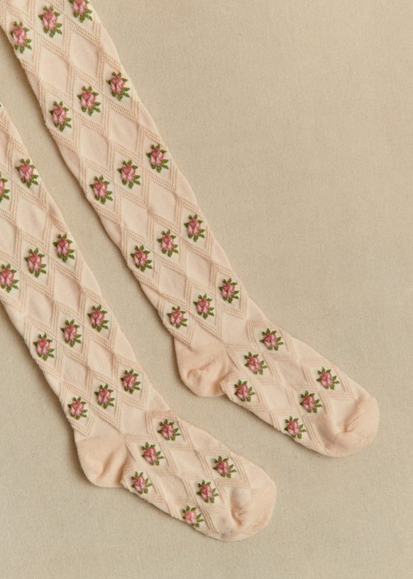 Collant Julia - Fleurs Roses - Coton - Octobre Éditions