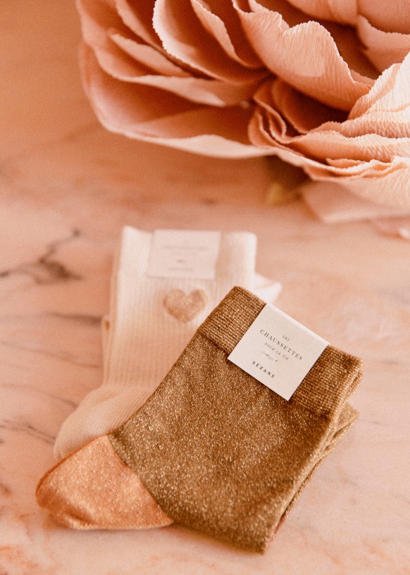 Bicolor Lurex socks - Pink/Gold - Octobre Éditions