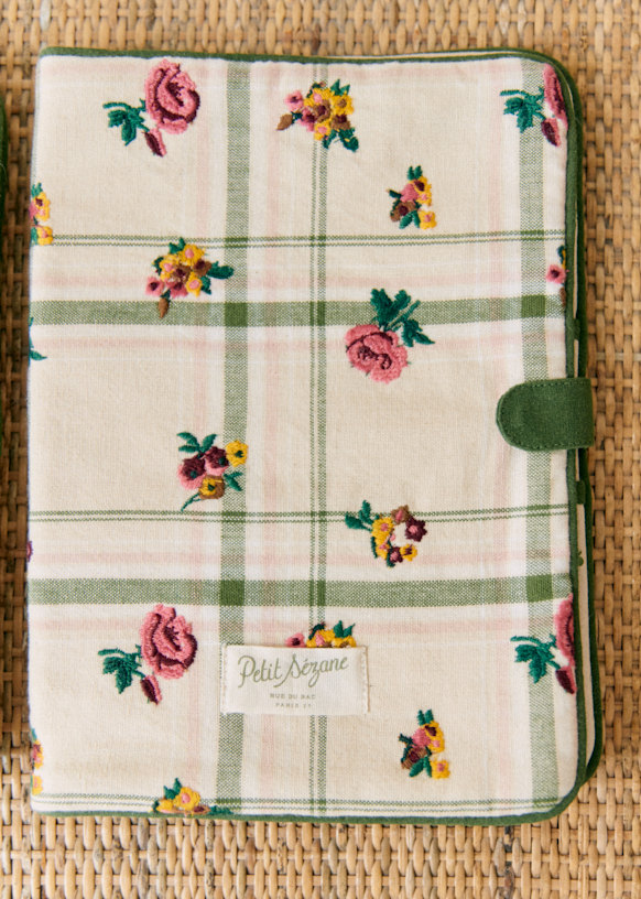 Health book cover - Beige Checkered Flowers - Cotton - Sézane