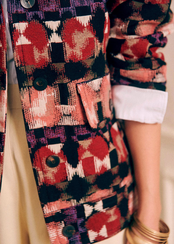 Manteau Léo - Jacquard éthnique - Tissu Mélangé - Sézane