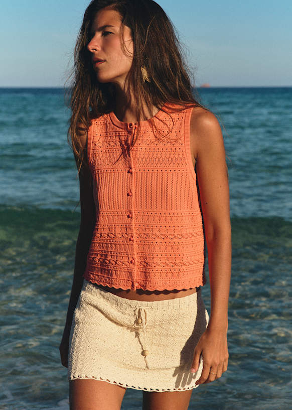 Davy Cardigan - Peach - Organic cotton - organic textile - Sézane