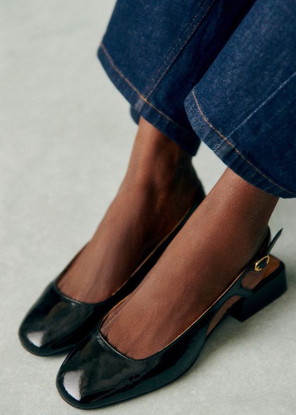 Babies Low Livie - Noir Vernis - Cuir bovin - Sézane