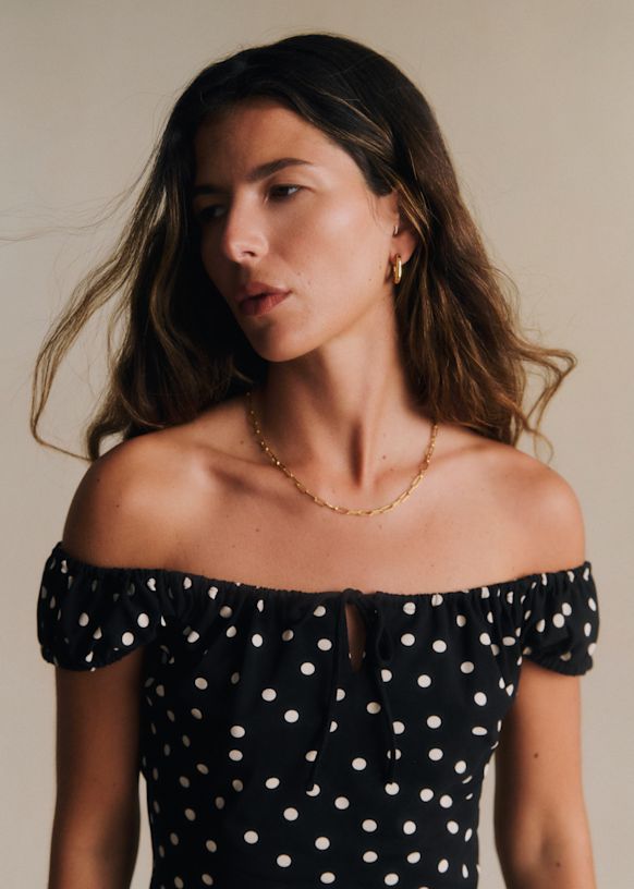 Angèle Dress - Black with Medium Ecru Polka Dots - Solidarity Creation ...
