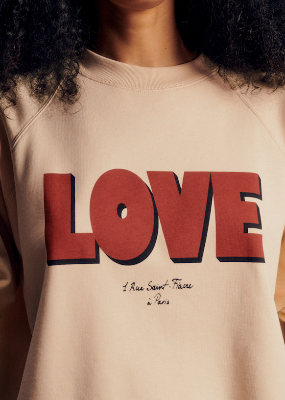 Sweat Love Sweat-Shirt - Cream / Red - Organic cotton - organic textile ...