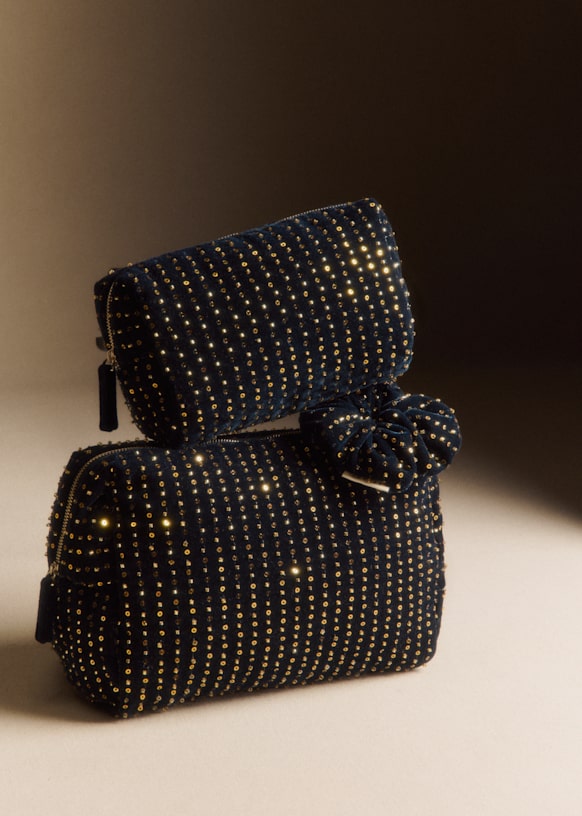 Sequin beauty bag - Midnight Blue - Recycled polyester - Sézane