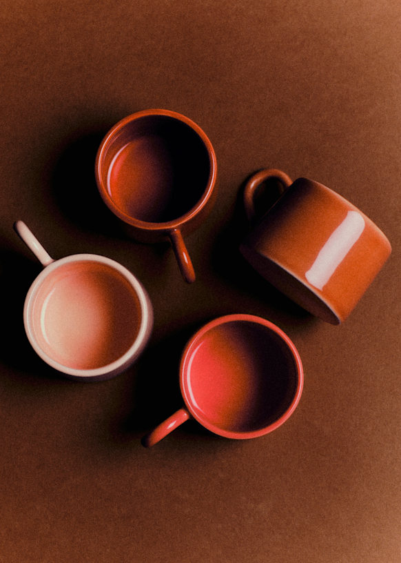 Set of 4 espresso cups - Pink - Ceramics, porcelain and earthenware ...