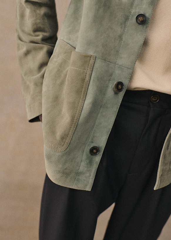 Cody Jacket - Blue / Green / Pink - Goat leather - Sézane