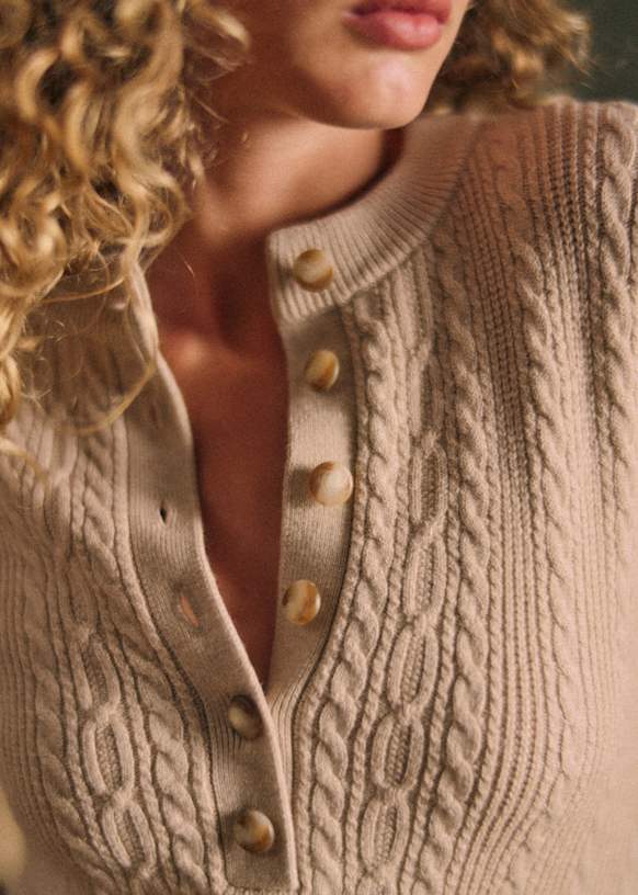 Vestido Oxane - Beige jaspeado - Lana Merino - Sézane