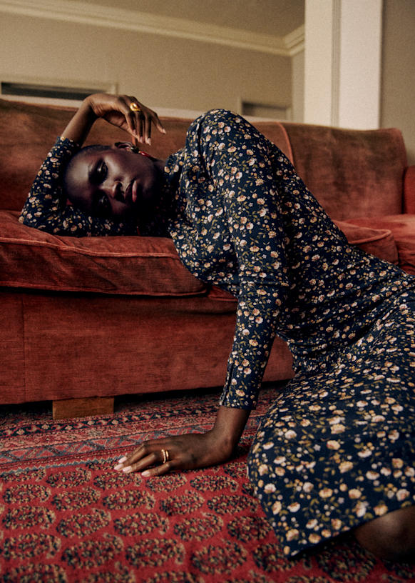 Felicia Dress - Navy Miranda print - Lyocell - Octobre Éditions