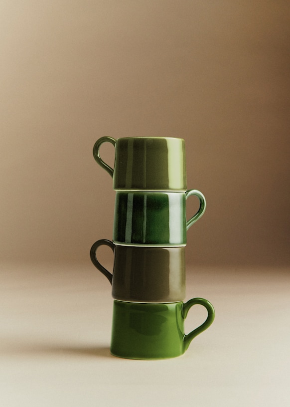 Set of 4 espresso cups - Green - Ceramics, porcelain and earthenware ...