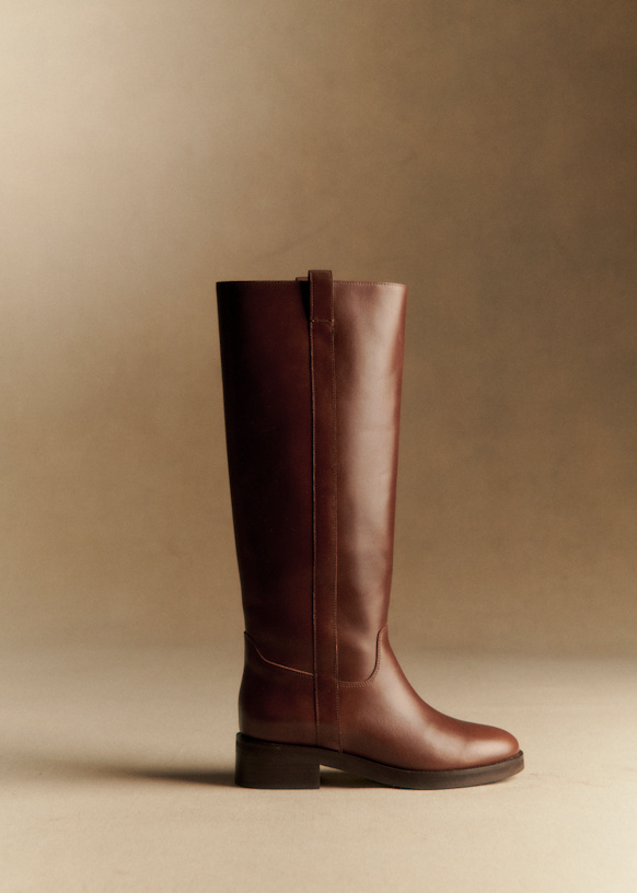 Bridget Knee Boots - Glossy Chocolate - Bovine leather - Sézane