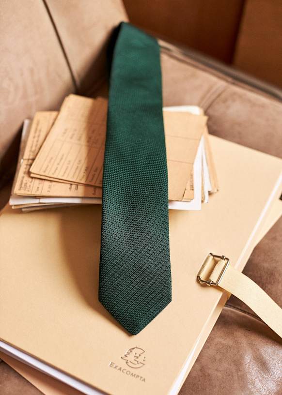 Fletcher Tie - Green Grenadine Silk - Wool - Sézane