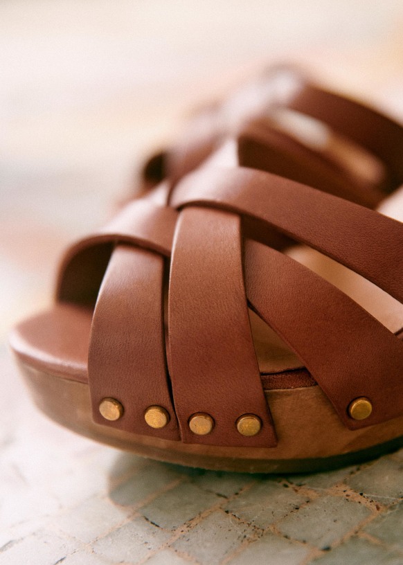 Sabot High Isabelle - Camel Lisse Héritage - Cuir bovin - Sézane