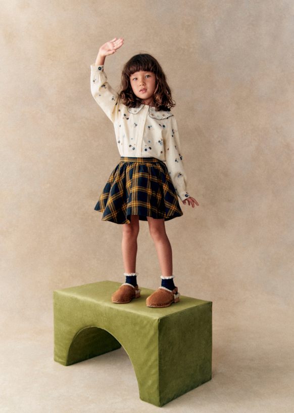 Midori Skirt - Midnight Blue Checks - Organic cotton - organic textile ...