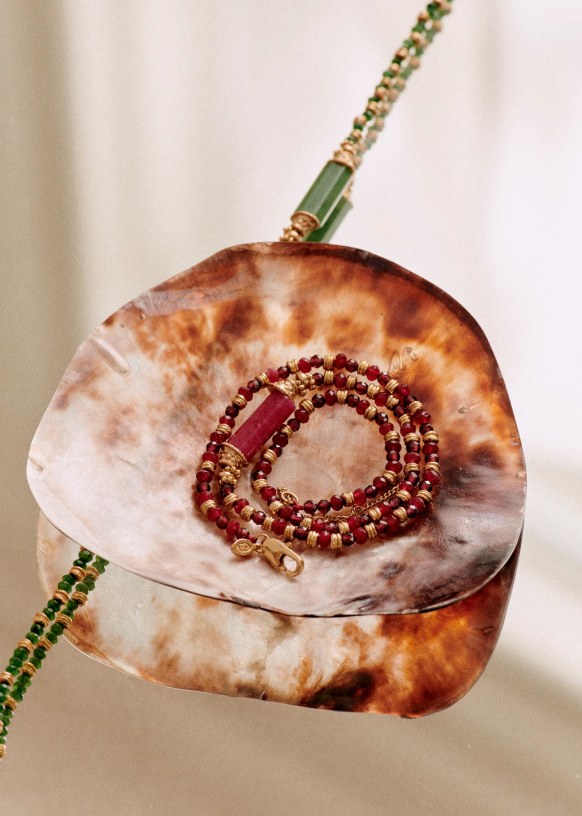 Ronnie Necklace - Gold / Green - Brass - Sézane