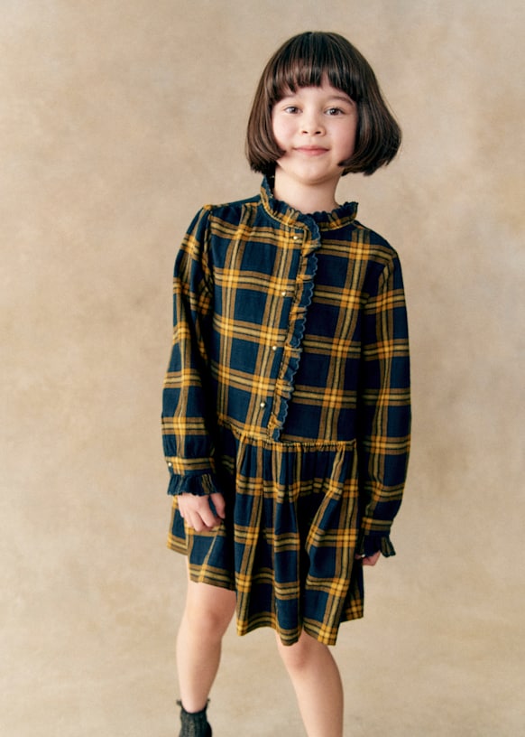 Romy Dress - Midnight Blue Checks - Organic cotton - organic textile ...
