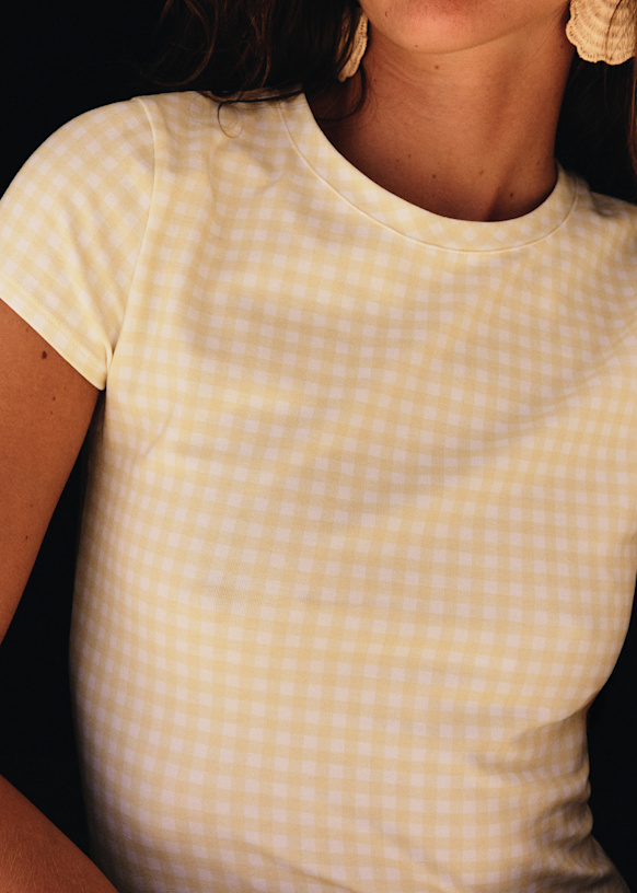 Camila Dress - Ecru and Yellow Gingham Print - Organic cotton - textile ...