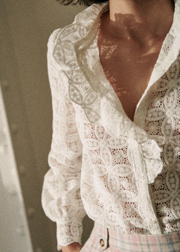 Chlo Shirt - Ecru guipure lace - Cotton - Sézane