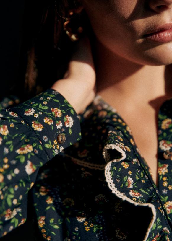 Chemise Colina - Imprimé Miranda Marine - Coton Biologique - Sézane