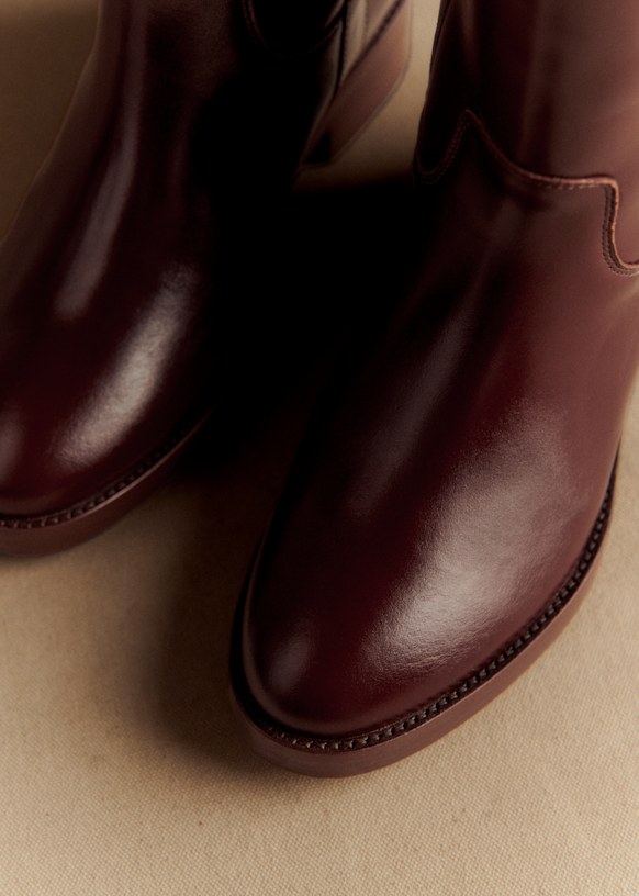 Bridget Knee Boots - Glossy Chocolate - Bovine leather - Sézane