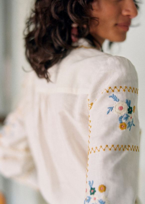 Chlo Shirt - Sézane x Lucia Vergara - Aciano Embroidery - Linen - Sézane
