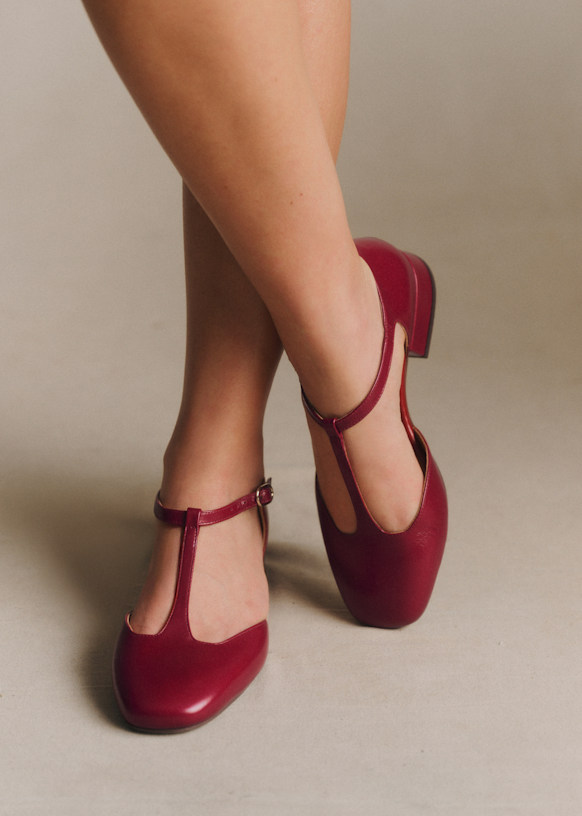 Babys Low EULALIE - Glatte Kirsche - Rindsleder - Octobre Éditions