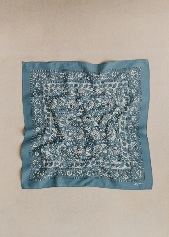 Gaston Scarf - Vintage Blue and Navy Sara Print - Organic Cotton ...