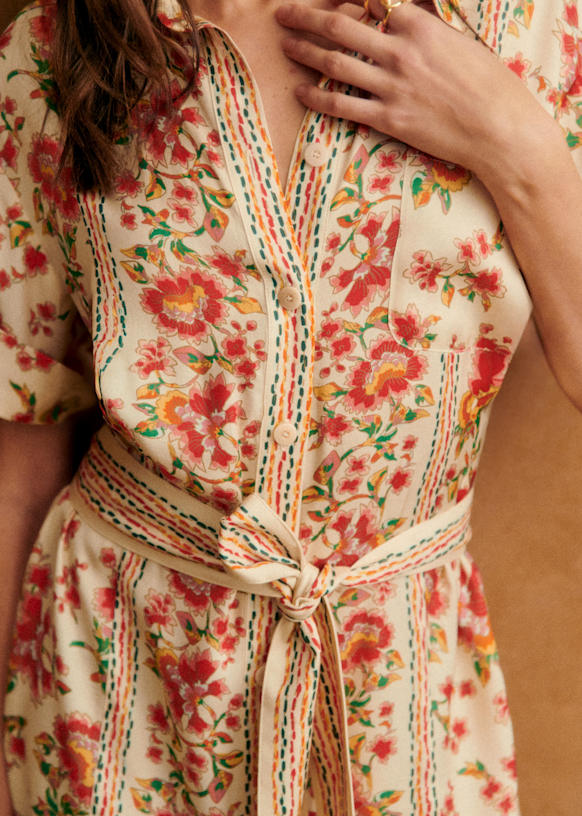 Kleid Ana - Druck Fiori Rossi - Viskose ECOVERO™ LENZING™ - Sézane