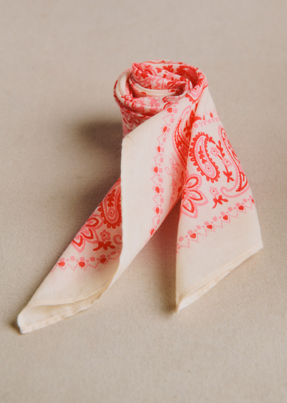 Gaston Scarf - Ecru/ Pink Bandana Print - Organic Cotton - Sézane