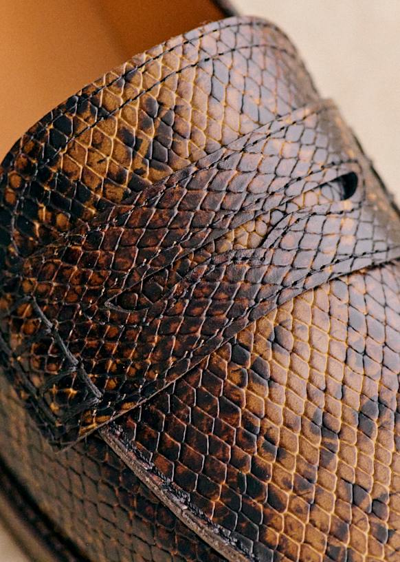 Andrea Loafers - Khaki python print - Bovine leather - Sézane