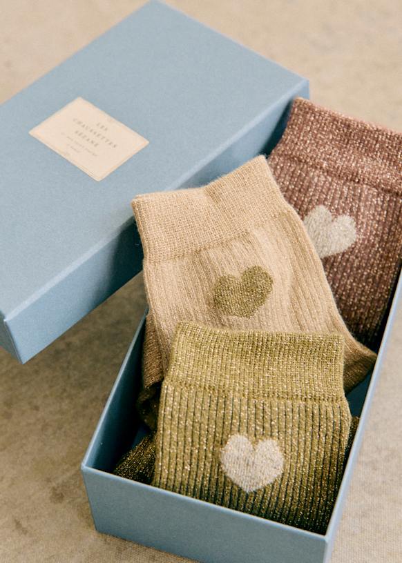 Lurex Hearts Sock Trio in Gift Box - Multicolored lurex - Cotton - Sézane