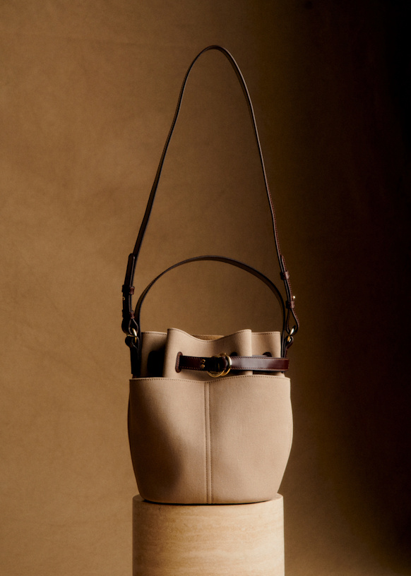 Adèle Bag - Sézane x Holiday - Toffee and Chocolate - Cotton fabric ...