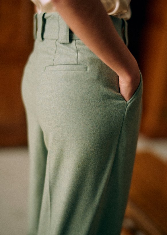 Théophile Trousers - Light Green - Recycled wool - Sézane