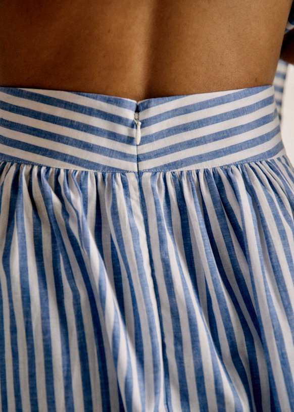 Gonna Arianna - Righe blu - Cotone biologico - tessuto prodotto con ...