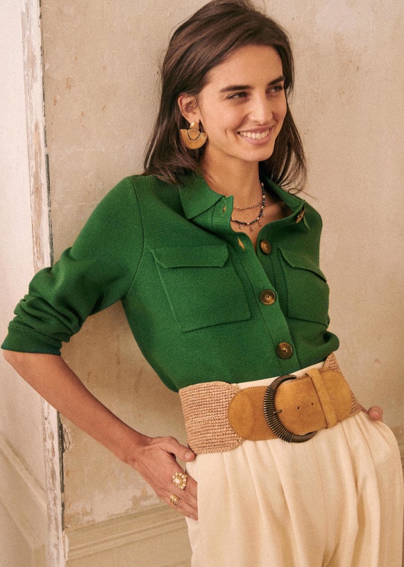 Betty Cardigan - Ecru - Merino Wool - Sézane