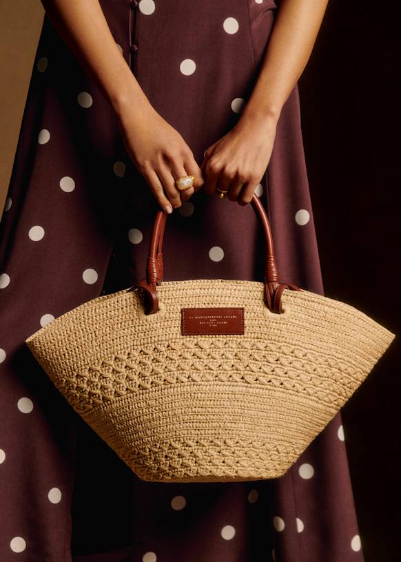 Justine Basket Bag - Natural perforated raffia - Raffia - Sézane