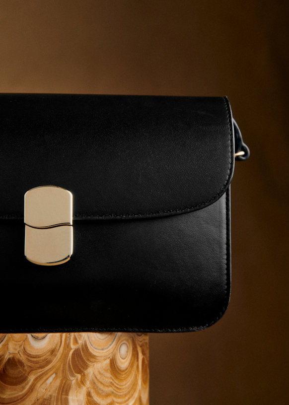 Milo Mini Classic Bag - Glossy Black - Bovine leather - Sézane