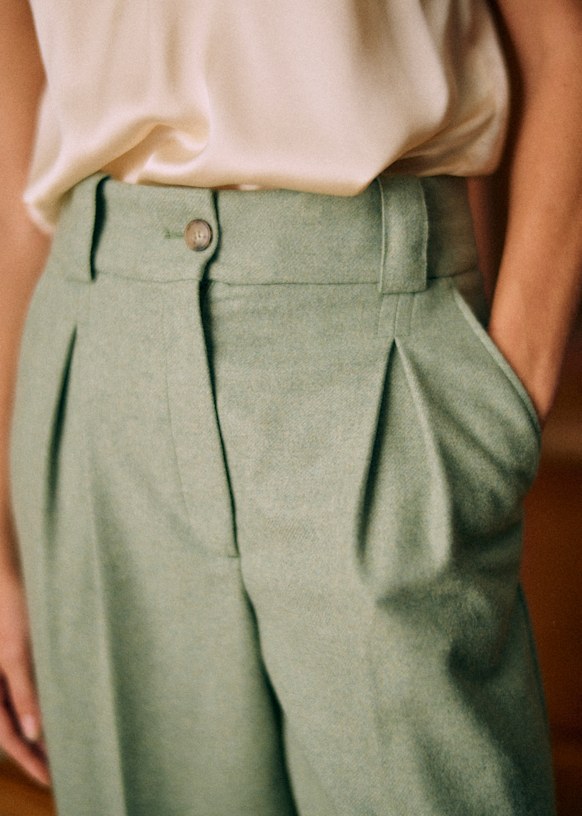 Théophile Trousers - Light Green - Recycled wool - Sézane