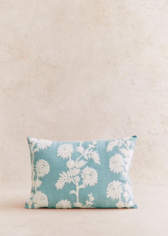 Coussin Brodé - Grand modèle - Les Arts Florissants - Ocre - Lin ...