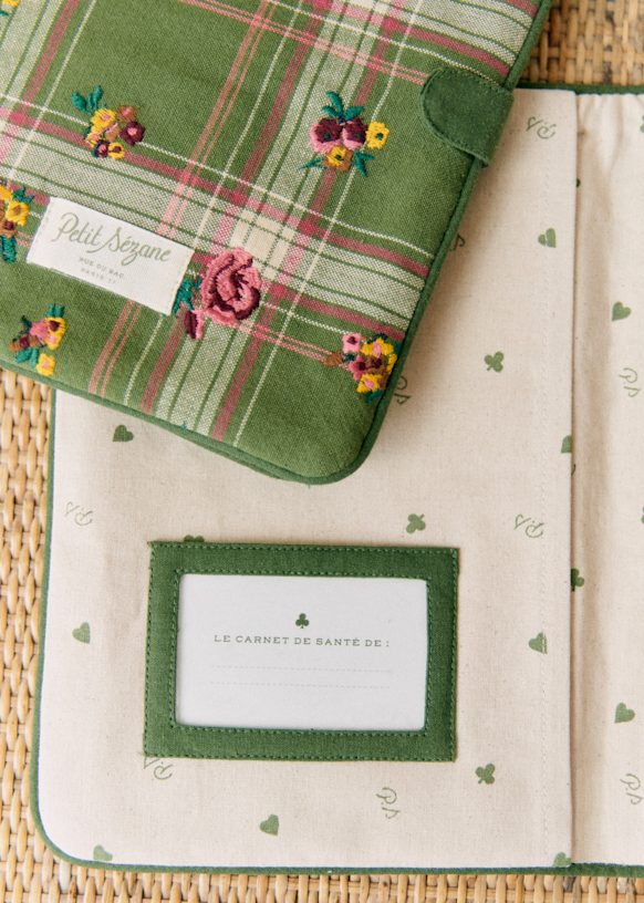 Health book cover - Green Checkered Flowers - Cotton - Octobre Éditions