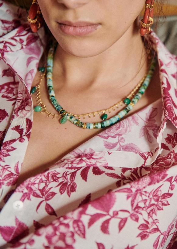 Josh Necklace - Blue Green - Beads - Sézane